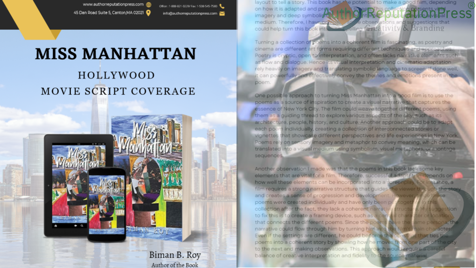 Hollywood Movie Script Coverage for “Miss Manhattan” by Biman Roy has ...
